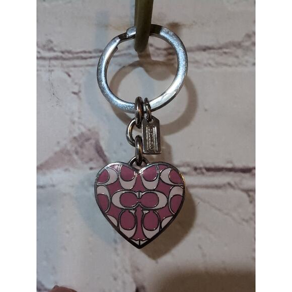 Coach | Accessories | Coach C Logo Silver Pink Photo Heart Locket Fob ...